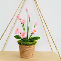 China Handmade Crochet Flower Bouquet Artificial Plant Home Decor Craft Gift 30cm for sale