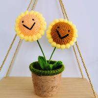 China Handmade Crochet Flower Bouquet Artificial Plant Home Decor Craft Gift 30cm for sale