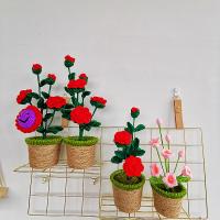 China Handmade Crochet Flower Bouquet Artificial Plant Home Decor Craft Gift 30cm for sale