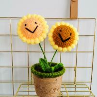 China Handmade Crochet Flower Bouquet Artificial Plant Home Decor Craft Gift 30cm for sale