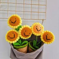 China Handmade Crochet Flower Bouquet Artificial Plant Home Decor Craft Gift 30cm for sale