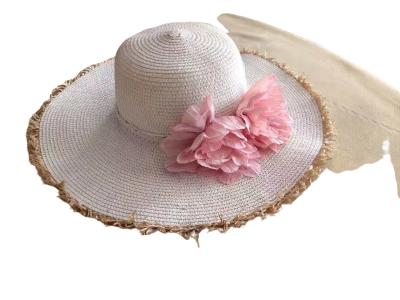 China Custom Wholesale Wide Brim Sun Hat Natural Straw Beach Hat 60cm UV Protection for sale