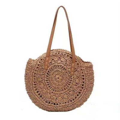 China Eco Friendly Cotton Canvas Straw Beach Tote Bag 40x30cm Handmade Bohemian Shopping for sale