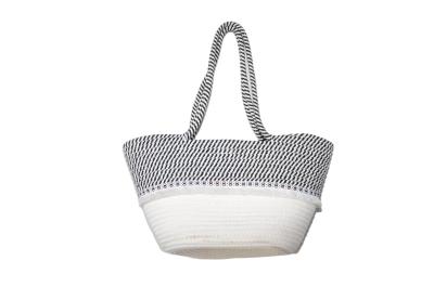 China Eco Friendly Cotton Canvas Straw Beach Tote Bag 40x30cm Bohemian Handmade Shopping Bag for sale