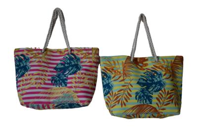 China Eco Friendly Cotton Canvas Straw Beach Tote Bag 40x30cm Handmade Bohemian Shopping Bag for sale