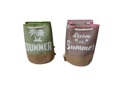 China Eco Friendly Cotton Canvas Straw Beach Tote Bag 40x30cm Handmade Bohemian Shopping Bag for sale