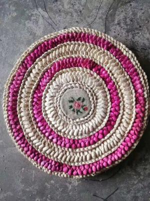 China Handwoven Natural Straw Seat Cushion 40cm Round Eco Friendly Stool Pad for sale