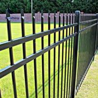 China 2000mm 3000mm Tubular Metal Fence 3 Rail Flat Top Aluminum Fence Guarding Safety for sale
