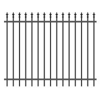 China Outdoor Wrought Iron Steel Fence Metal Picket Galvanized Black 6ftx8ft for sale