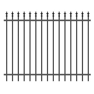 China Outdoor Wrought Iron Steel Fence Metal Picket Galvanized Black 6ftx8ft for sale