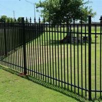 China Outdoor Wrought Iron Steel Fence Metal Picket Galvanized Black 6ftx8ft for sale