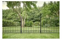 China Beaumont 3 Rail Tubular Metal Fence 40.4 In. H X 49.6 In. W Black Steel for sale