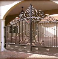 China 20ft Double Wrought Iron Garden Gates Courtyard Iron Entry Gates Anti Rust for sale
