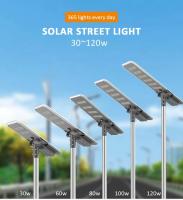 China Outdoor 60w 80w 100w 120w Integrated All In One Led Solar Street Light Lithium Battery for sale