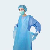 China Elastic Blue Disposable Waterproof Isolation Surgical Gown Cuff Stitched for sale