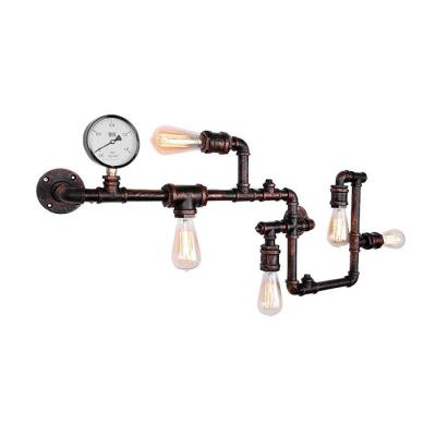 China Water Pipe Style Wall Light Lamp Retro Bulb Wall Lamp In Rust Finish for sale