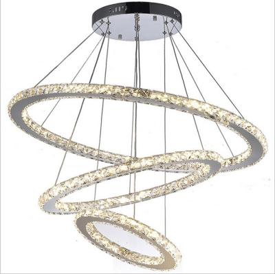 China Chrome Diamond Ring Modern Hanging Ceiling Lights Adjustable Chandelier for sale