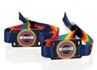 China Jacquard Woven RFID Wristband 860-960Mhz Long Range Detected Custom Logo Printed Cloth Bracelet for sale
