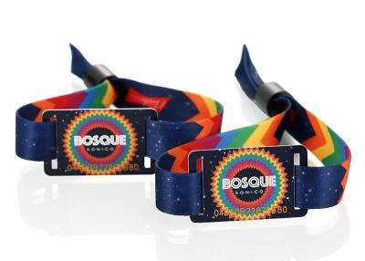 China Custom RFID Fabric Wristband F08 1K Chip for Cashless Events Festivals 350mm for sale