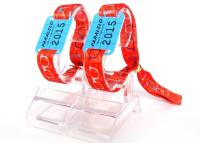 China Eco Friendly Fabric Print RFID Wristband Disposable 125kHz 13.56MHz UHF Woven Ticket for Event 350x15mm for sale