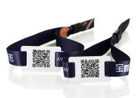 China Jacquard Woven RFID Wristband 860-960Mhz Long Range Detected Custom Logo Printed Cloth Bracelet for sale