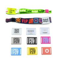 China Eco Friendly Fabric Print RFID Wristband Disposable 125kHz 13.56MHz UHF Woven Ticket for Event 350x15mm for sale