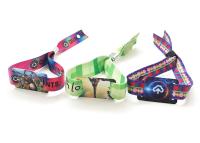 China Adjustable RFID NFC Woven Wristband 350x15mm Disposable Fabric Bracelet for Events for sale