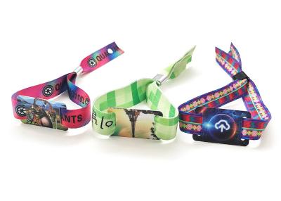 China Adjustable RFID NFC Woven Wristband 350x15mm Disposable Fabric Bracelet for Events for sale