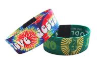 China Programmable Elastic RFID Wristband NFC Fabric Bracelet 13.56MHz 200x25mm for sale