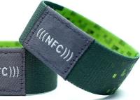 China Programmable Elastic RFID Wristband NFC Fabric Bracelet 13.56MHz 200x25mm for sale