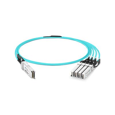 China 100G QSFP28 to 4 x 25G SFP28 Breakout AOC Dissipation 2.5W On QSFP28 End Fiber Optic Breakout Cord for sale