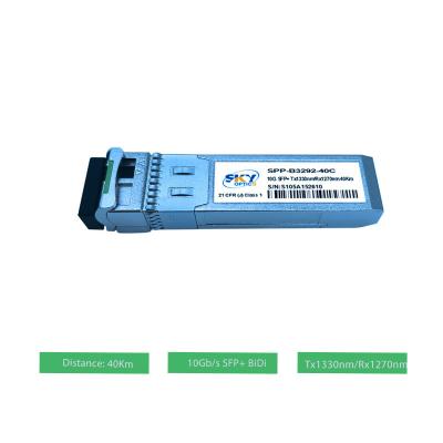 China Highly Compatible 10G SFP+ Transceiver 40KM BIDI Fiber Optic Module Tx1330nm Rx1270nm for sale