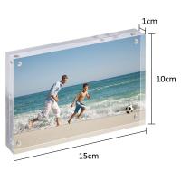China Acrylic Magnetic Photo Frames 10*15*1.6cm Double Sided Tabletop Picture Frames for sale