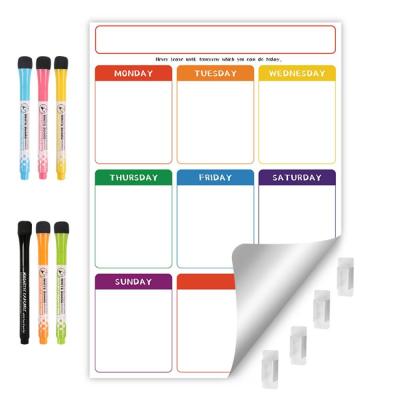 China Soft  Whiteboard Sheets Reusable Calendar Planner Self Sticky Weekly Planner 17x11'' 17x13'' for sale