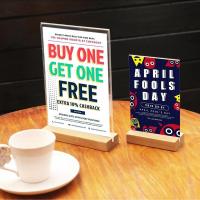 China Acrylic Tabletop Photo Frames With Wood Stand For Libraries Restaurants for sale