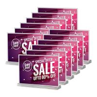 China Hospitals Odorless Tabletop Photo Frames T Shape Clear Acrylic Sign Holder for sale