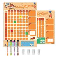 China Removable Erasable Preschool Reward Chart With Marker Pen And Pen Clip for sale