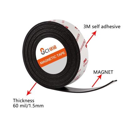 China Custom Size strong magnetic tape Self Adhesive Magnetic Strip for sale