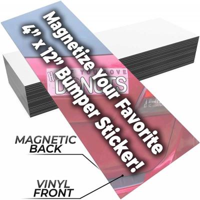 China Self Adhesive Custom Car Magnetic Bumper Stickers Flexible Magnet Material for sale