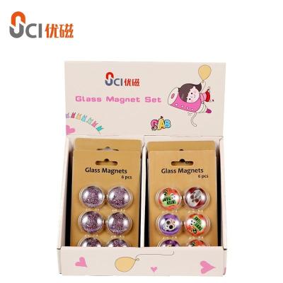 China Clear Round Glass Pebble Magnets Refrigerator Magnet Souvenir for sale