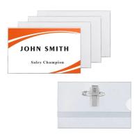 China 3.5*2.15'' Security ID Card Holders With Clip  PVC Name Badge Holder Waterproof for sale