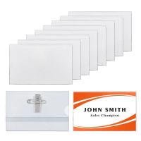 China 3.5*2.15'' Security ID Card Holders With Clip  PVC Name Badge Holder Waterproof for sale