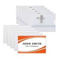 China 3.5*2.15'' Security ID Card Holders With Clip  PVC Name Badge Holder Waterproof for sale