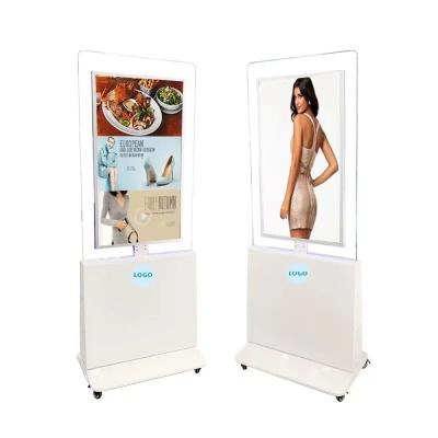 China 55 Inch Double-sided Floor Standing Advertising Screen Hd Lcd Transparent Display Monitor for Shopping Mall for sale