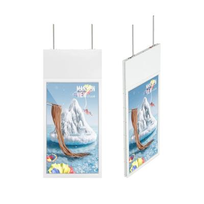 China 43 55 Inch Indoor Double Sided Video Advertising Window Display Transparent Hanging Window Digital Display Screen for sale