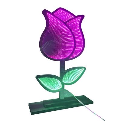 China Acrylic Magic Mirror Abyssal Infinite Mirror Most Popular Christmas Flower LED Light for sale