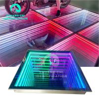 China Outdoor Wedding Party Glass Dance Floor with 3D Neon Mirror Light and RGB Color Mixture for sale