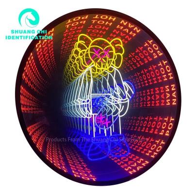 China Durable Metal Frame Trendy Customization 3D Mirror Neon Dance Floor for DJ Disco Party for sale
