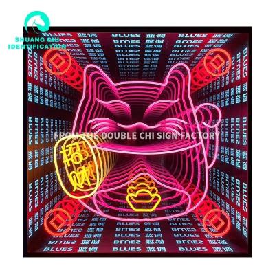 China 3D Stereo Wall-Mounted/Floor-Standing Abyss Mirror in Customizable Red Blue Green Neon for sale