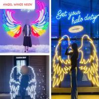 China Customized Size Discount LED Neon Sign for Happy Birthday Logo Wings Halloween Bar Sign for sale